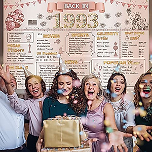 DARUNAXY Rose Gold Back in 1993 Banner, Happy 30th Birthday Party Decorations 30 Year Old Backdrop Party Supplies Pink and Gold Vintage 1993 Birthday Poster for Girls Photography Background for Women
