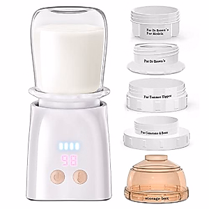 Bottle Warmer, Fast Heating Portable Bottle Warmer with 4 Adapters, Rechargeable Travel Bottle Warmer with Smart Temperature Control, Cordless Baby Bottle Warmer for Breastmilk or Formula