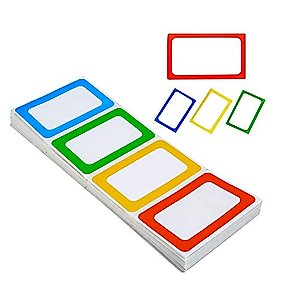 FungLam 4 Colors Plain Name Tag Stickers 200 Labels for Office, School, Teachers, Meeting and Mailing