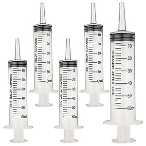 Blunt Tip Liquid Syringe Without Needle - Resin Refilling Glue Lube Liquid Plastic Syringes, 5 Pack 60 ml/cc Syringes for Lip Gloss Base Ink Precision Oil Craft Applicator