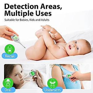 Boncare 9 Seconds Digital Basal Thermometer for Adults and Kids - Accurate Oral Thermometer with Fever Alarm, Rectal Thermometer for Baby with Large Display (Rice-White)