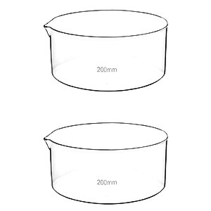 QWORK 2000ml Crystallizing Dishes, 2 Pack Flat Bottom Lab Dishes with Spout and Heavy Rim, Borosilicate 3.3 Glass for Professional Laboratories, Science Classrooms, Kitchen, Crafts, OD 200mm