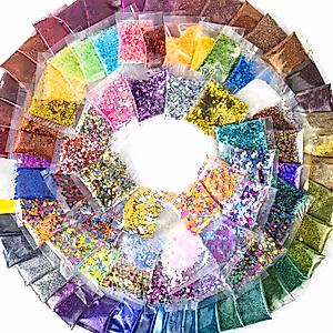 Horizon Group USA Assorted Glitter 90 Pack, Includes Fine, Neon Glitter, Shapes, Foil Glitter & More, Great For Resin Projects, Group Arts and Crafts, DIY Projects, Back to School Supplies & Art Class