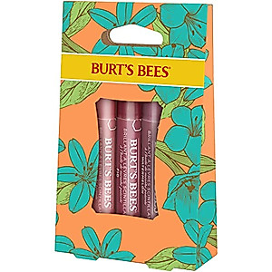Burt's Bees Lip Balm Easter Basket Stuffers, 3 Nourishing Lip Care Shimmers for All Day Glow, Kissable Color Spring Gift Set -Peony, Fig & Rhubarb (Packaging May Vary)