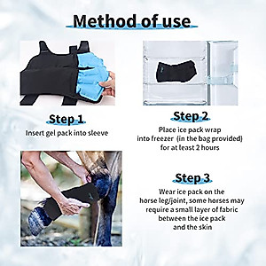 NEWGO Horse Ice Pack Reusable Horse Leg Wrap for Injury, Cooling Horse Knee Wrap Full Coverage Leg Ice Boot Cold Pack 1 Wrap with 2 Gel Packs for Knee, Legs, Boots, and Hooves