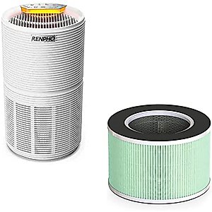 RENPHO Air Purifier for Home with 1 Pack Replacement Filter for Moist Conditions, True HEPA Air Filter Cleaner Intercepts Dust, Smoke, Smell, For room up to 240ft² (22m²), Quiet 26dB, RP-AP088-F2, 1 P