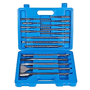Rotary Hammer Drill Bits Set SDS Plus Bits Set Masonry Chisel Set 17pcs Drills for Impact Rotary Hammer Carbide-Tipped 4 Flutes Drill Bit for Bricks, Blocks, Stone with Storage Case