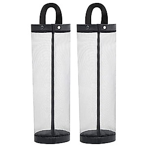 Plastic Bag Holder 2 Packs Mesh Hanging Storage Dispensers Foldable Breathable Washable Hanging Mesh Garbage Bag Organizer for Kitchen Plastic Bag Storage