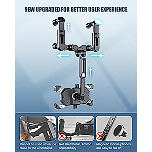 Lonbor Phone Mount for Car【Big Rear Mirrors Friendly】 Rear View Mirror Phone Holder,【2023 Upgraded 4 Clip More Stable】 360 Rotatable and Retractable Car Phone Holder Fit All Mobiles & Vehicles