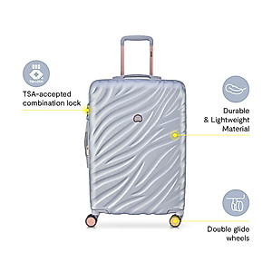 Delsey Paris Alexis Durable Luggage, Expandable Lightweight 4-Wheel Spinner, Easy Grip Handles for Smooth Mobility, TSA-Lock Incorporated, Men and Women, Platinum/Rose Gold, Check-In 25-Inch