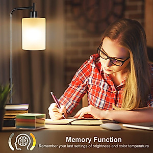 Industrial Floor Lamp,4 Color Tempratures Farmhouse Lamp with Remote & Foot Control, Rustic Standing Lamps with Hanging Jade Matte Glass Shade for Living Room,Bedrooms(9W Led Bulb Included),Black