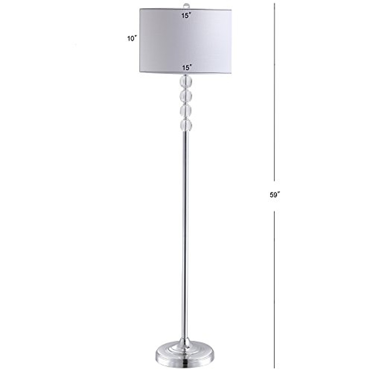 JONATHAN Y JYL2028A Aubrey 59.5" Crystal/Metal LED Floor Lamp Contemporary,Glam,Transitional for Bedrooms, Living Room, Office, Reading, Clear/Chrome