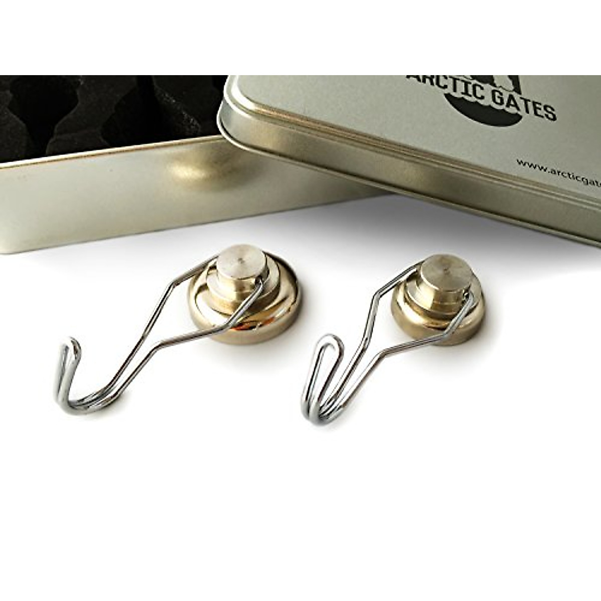 Arctic Strong Magnetic Swivel Hooks with Storage Box, Chrome Steel (Pack of 4)