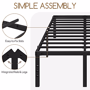 Yaheetech 18 Inch Full Bed Frames Heavy Duty Metal Platform Bed with Under Bed Storage, No Box Spring Needed, Easy Assembly, Sturdy Steel Slat Support, Black