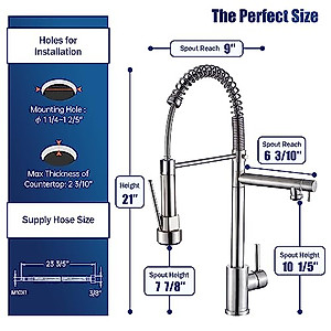 APPASO Kitchen Faucet with Pot Filler, Commercial Pre-Rinse High Arc Kitchen Sink Faucet with Pull-Out Spring Spout, Professional Single Handle Faucets for Kitchen Sink, Brushed Nickel