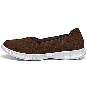 LANCROP Women's Loafer Slip On Shoes- Mesh Knit Casual Nurse Walking Shoes Flat Ballet Sneakers 8 US, Label 39.5 Brown