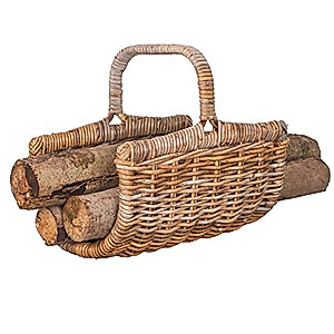 Vintiquewise Decorative Rattan Natural Log Holder Basket for Entryway, Dining, Living Room, or Bedroom
