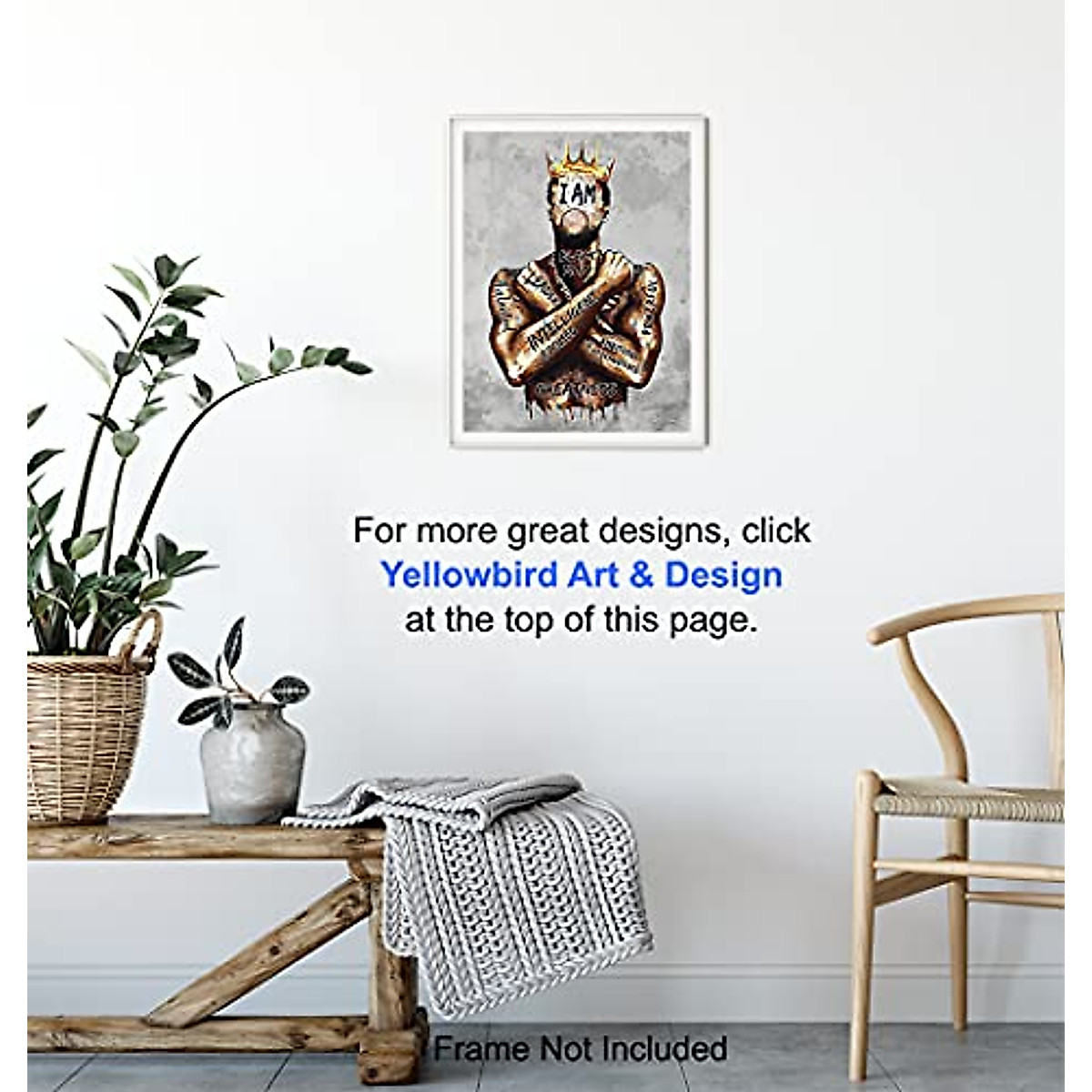 African American Wall Decor - Motivational Black Art - Black Man Positive Quotes Poster - Boys Bedroom Home Office Man Cave - Inspirational Encouragement Gifts for Men - Positive Affirmations Picture