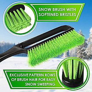 ALMA Snow Brush for Car with Ice Scraper - SOFT FOAM GRIP - Perfect Broom Snow Removal for Cars Window - Scratch Free Snow Scraper for Car - Ice Scrapers for Car Windshield ONE SOLID PIECE No Assembly