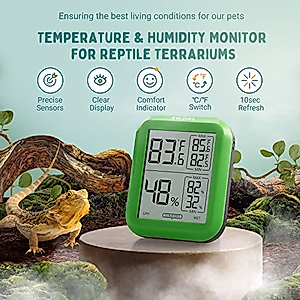 INKPET Reptile Terrarium Thermometer Hygrometer with Max/min Record Digital Display for Bearded Dragon Tank Accessories, Leopard Gecko, Tortoise Habitat, Crested Gecko TR-1A