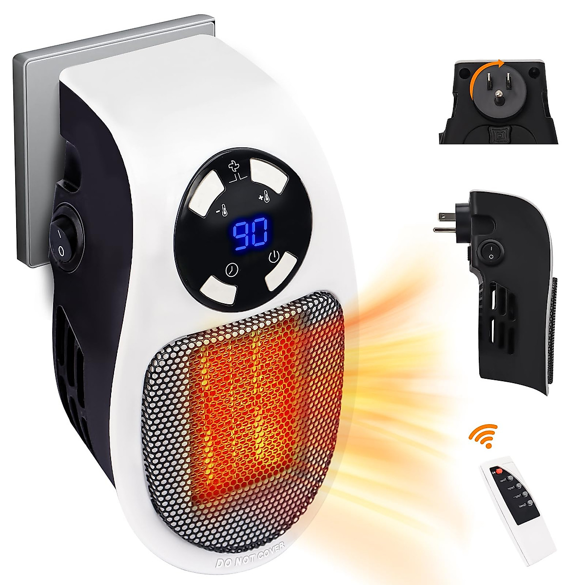 Plug in Heaters for Indoor Use - Upgraded 500W Space Heaters, Quiet Portable Heater with Thermal Protection, Small Electric Heater for Office with LED & Timer, Safe Mini Heater for Bedroom, Bathroom