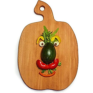 10x15” Fruit Apple Shaped Cutting Board Hardwood Platter Chopping with Handles - Solid Wood Beechwood Cutting Board Apple Shaped Cheese Serving Platter Hang Cut Wooden Charcuterie Bread Boards Large