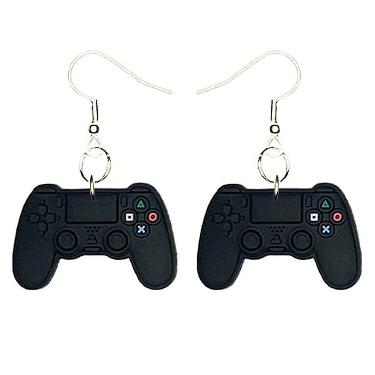 Game Controller Earrings Hypoallergenic Silver Plated Fishhooks Yazzle Dazzle Black