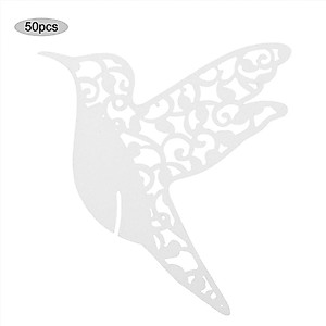 GOTOTOP 50Pcs Bird Shape Wedding Hollow Cup Card Name Place Cards Personalized Table Name Reception Decor Wedding Guest Cards for Wine Glass Banquets Table Decoration White