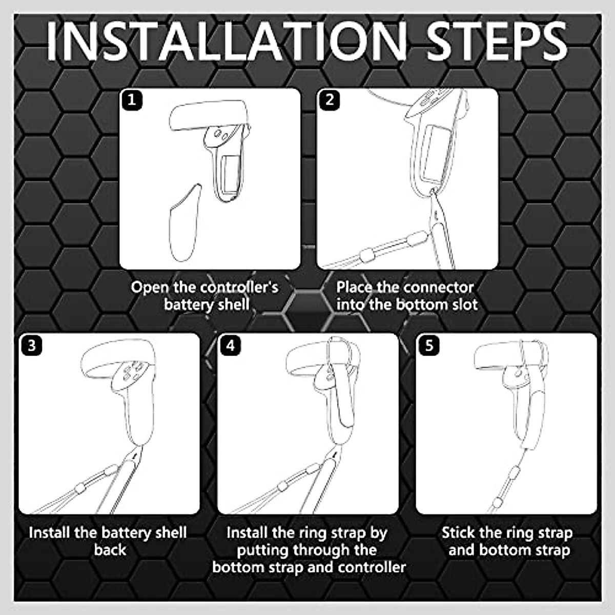 Geekria Straps Covers & Wrist Straps Compatible with Meta/Oculus Quest 2 Anti-Drop Hand Grip Accessories for Quest 2 Touch Controller Handle (White 20CM+40CM)