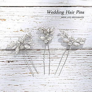 JAKAWIN Crystal Bride Wedding Hair Pins Silver Rhinestone Hair Piece Bridal Hair Jewelry Accessories for Women HP130 (Silver)