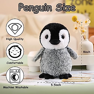 BRGETUO Penguin Stuffed Animals, Cute Penguin Plush Toy, Penguin Plushie Toys for Boys & Girls, Soft and Cuddly Penguin, Stuffed Animal Penguin for Kids-8IN