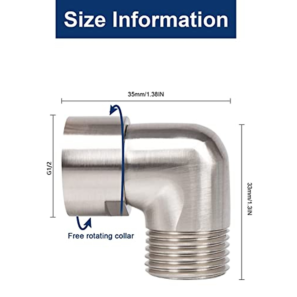 NearMoon Shower Head Elbow Adapter, Solid Brass 1/2" Shower Arm Extension for Connecting Shower Head, 90 Degree (Brushed Nickel)