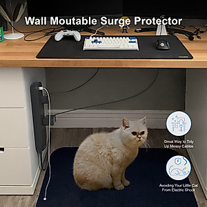 High Joules Power Strip Surge Protector (2x4000J), TROND 6 ft Extension Cord Black Safe Power Strip with Dual Surge Protection 10 Outlets 4 USB Charger, Flat Plug Power Strip for Christmas Lights