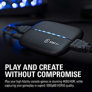 Elgato HD60 S+, External Capture Card, Stream and Record in 1080p60 HDR10 or 4K60 HDR10 with ultra-low latency on PS5, PS4/Pro, Xbox Series X/S, Xbox One X/S, in OBS and more, works with PC and Mac