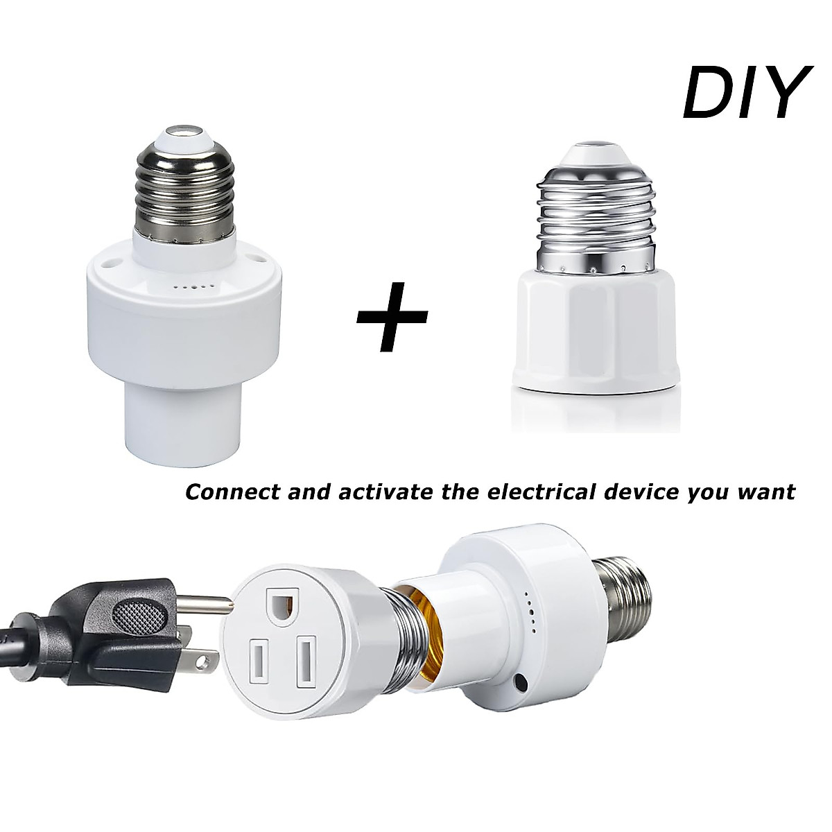 Motion Sensor Light Socket, Radar Motion Screw LED CFL Incandescent Bulb Adapter, Outdoor Indoor Garage Light, for Basement