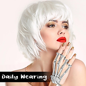 Hicarer 2 Pcs Skeleton Hand Bracelet with Finger Ring Metal Steampunk Skull Bracelet Gothic Skull Bracelet Adjustable Skeleton Hand Jewelry Skull Finger Wristband for Men Women Cosplay