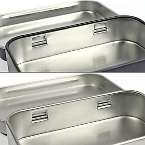 4 Pack Metal Rectangular Empty Hinged Tins Box Containers 3.75 by 2.45 by 0.8 Inch Silver & Black Mini Portable Box Small Storage Kit Home Organizer (2 Black 2 Silver)