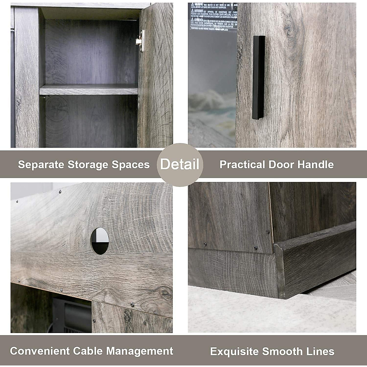 PatioFestival Electric Fireplace TV Stand Entertainment Center Corner Fire Place Heaters Tv Console with Generic Rustic Furniture for TVs up to 42" Wide