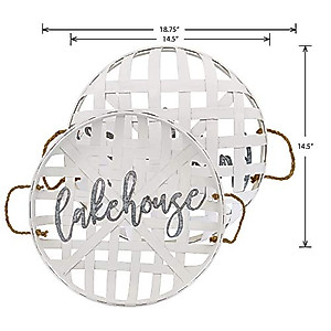 Lake House White Tobacco Basket Wall Decor