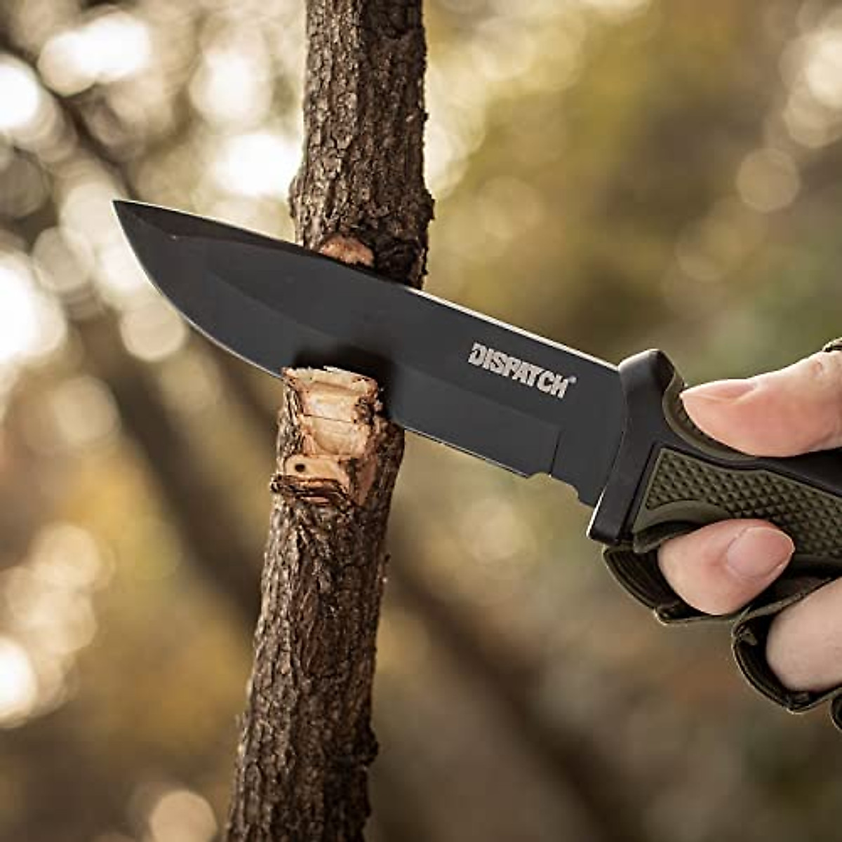 Dispatch Tactical Fixed Blade Knife Bushcraft Survival Hunting Tool, Non-slip Stylish Handle, with Practical Sheath, for Camping, Hunting, Adventure, 9'' Closed