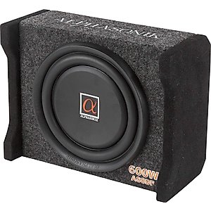 Alphasonik AS8DF 8 inch 600 Watts 4-Ohm Down Fire Shallow Mount Flat Enclosed Sub woofer Slim Thin Loaded Subwoofer Air Tight Sealed Bass Enclosure