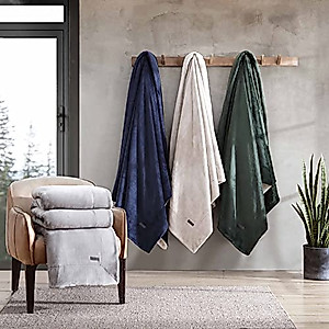 Eddie Bauer Ultra-Plush Collection Throw Blanket - Reversible Sherpa Fleece Cover, Soft & Cozy, Perfect for Bed or Couch, King, Chrome Grey