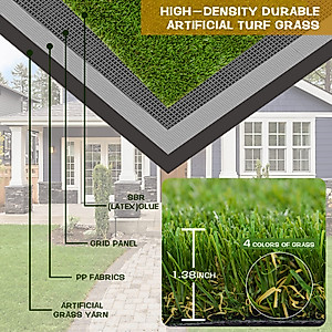 Heyroll Artificial Grass Thick Turf Rug 4 ft x 6 ft, 35MM Outdoor Indoor Fake Grass Mat, Astro Turf Lawn for Dogs Pets, Synthetic Grass Rug with Drainage Holes & Rubber Backing/Custom Size