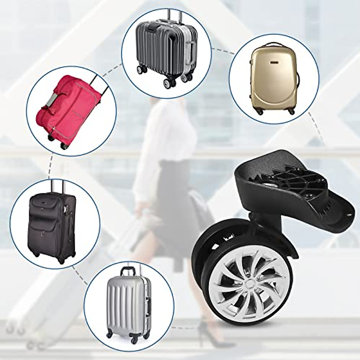 YHG Luggage Swivel Wheels, Luggage Replacement Wheels, Suitcase Wheels for Luggage, Suitcase Replacing and Repairing(2pcs), No Universal Luggage Replacement Wheel