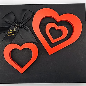 SaktopDeco Red Wooden Heart Centerpiece Red Heart Shape Sign for Romantic Valentines Day Table Fireplace Home Decor