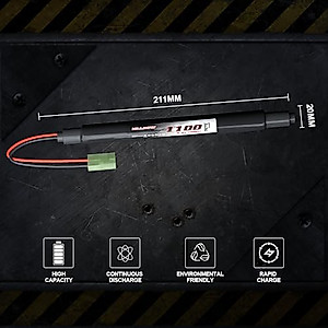 Hilldow 2 Packs Airsoft Battery 11.1V Rechargeable 1100mAh 20C Battery with Mini TMY Connector for Airsoft Guns Rifle