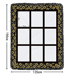 Yunhuy Sublimation Blanks Flannel Throw Blanket,330GSM Soft Lightweight Custom Personalised Sublimation Photo Blanket with 9/15/20 Panels (Sunflower 9 Panels, 60'' x 50'')