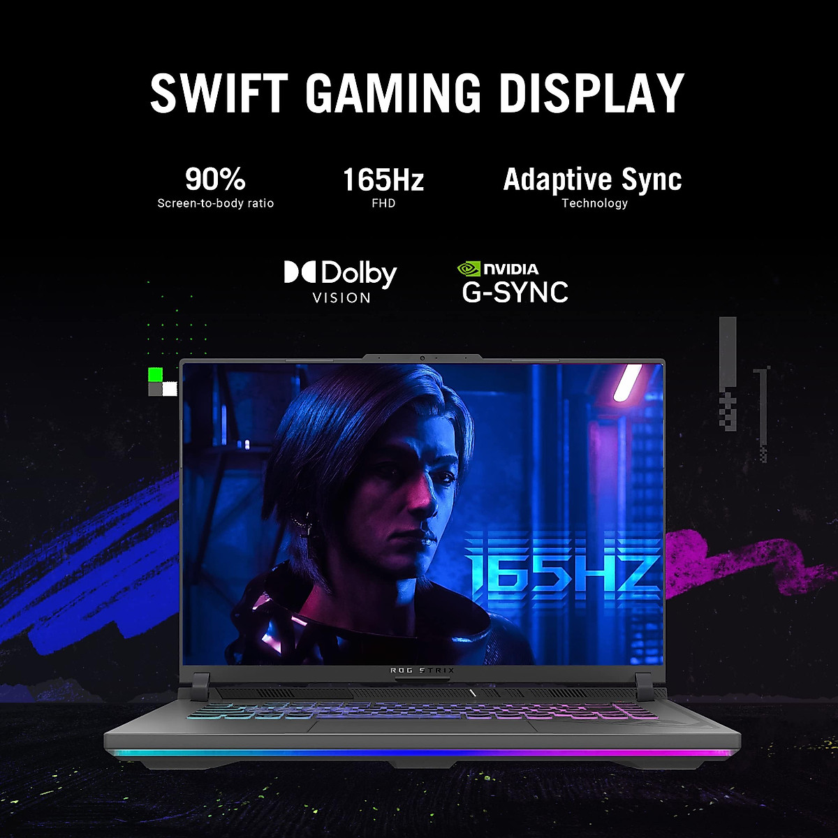 ASUS ROG Strix G16 Gaming Laptop 2023 Newest, 16" 165Hz Display, NVIDIA GeForce RTX 4060, Intel Core i7-13650HX Processor(14 core), 64GB DDR5 RAM, 2TB SSD, Backlight Keyboard, Wi-Fi 6, Windows 11 Home