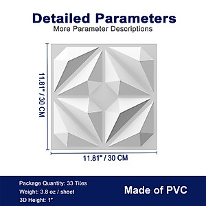 MIX3D 33 Pack 3D Wall Panels, PVC Textured Wall Panels for Interior Wall Decor, White, 12''x12'' Cover 32 Sq. Ft