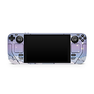 TACKY DESIGN Clouds Skin Compatible with Steam Deck Skin LCD and Compatible with Steam Deck OLED Skin, Pastel Starry Premium 3M Vinyl Decal, Cute Full Wrap Purple Sky Moon Cover